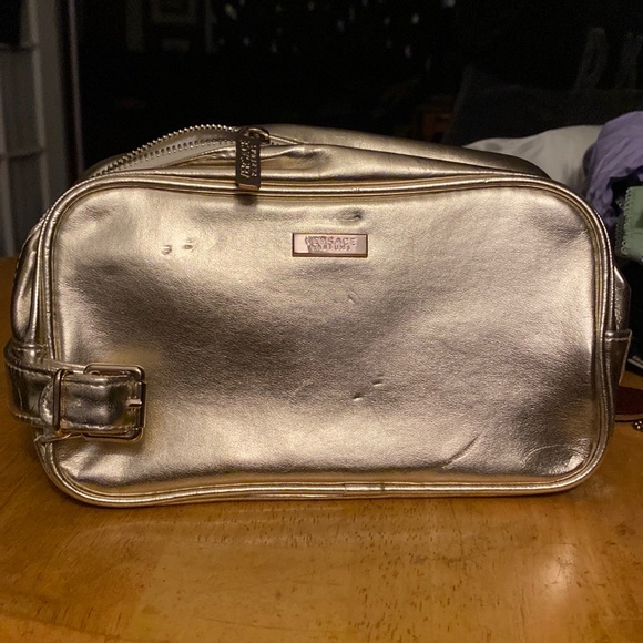 Versace | Bags | Versace Parfum Gold Leather Makeup Case Toiletry ...
